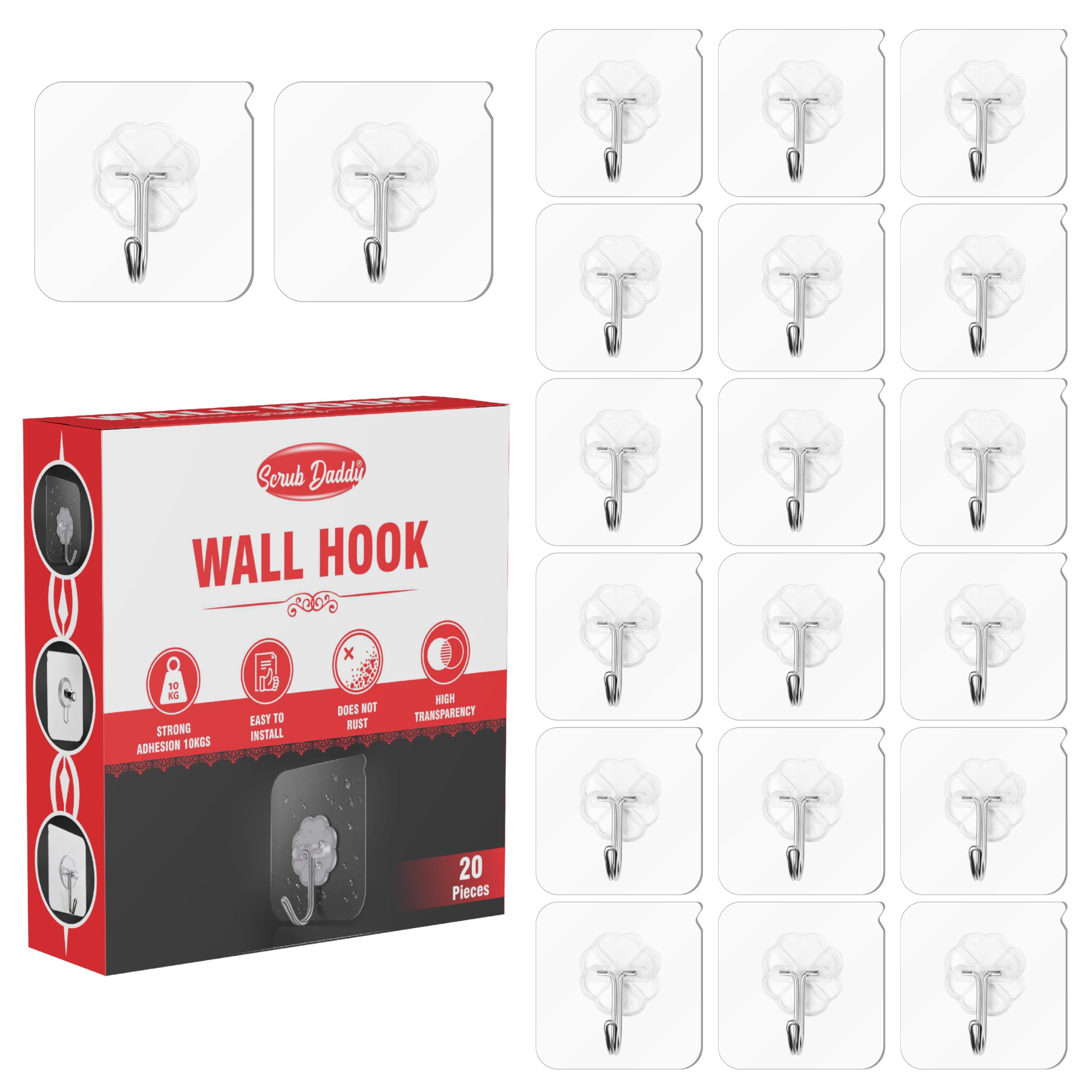 Buy Scrub Daddy Stainless Steel Adhesive Hooks Kitchen Wall Hooks Heavy ...