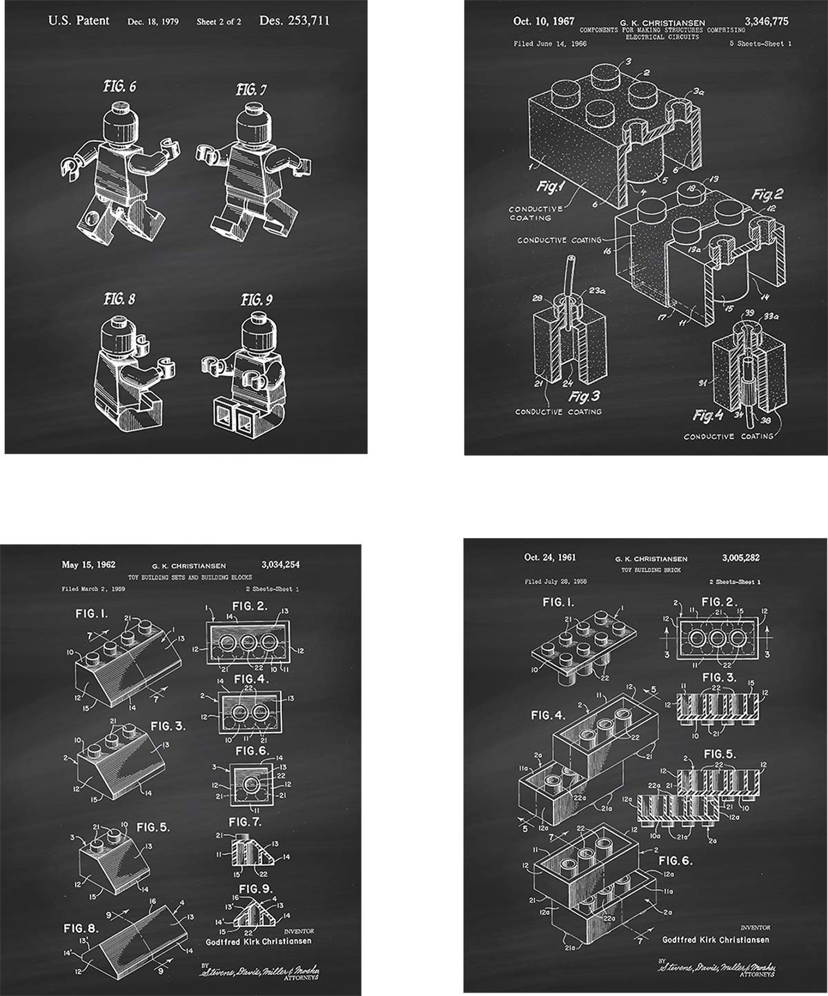Amazon.com: Legos Patent Wall Art Prints - set of Four (8x10) Unframed ...