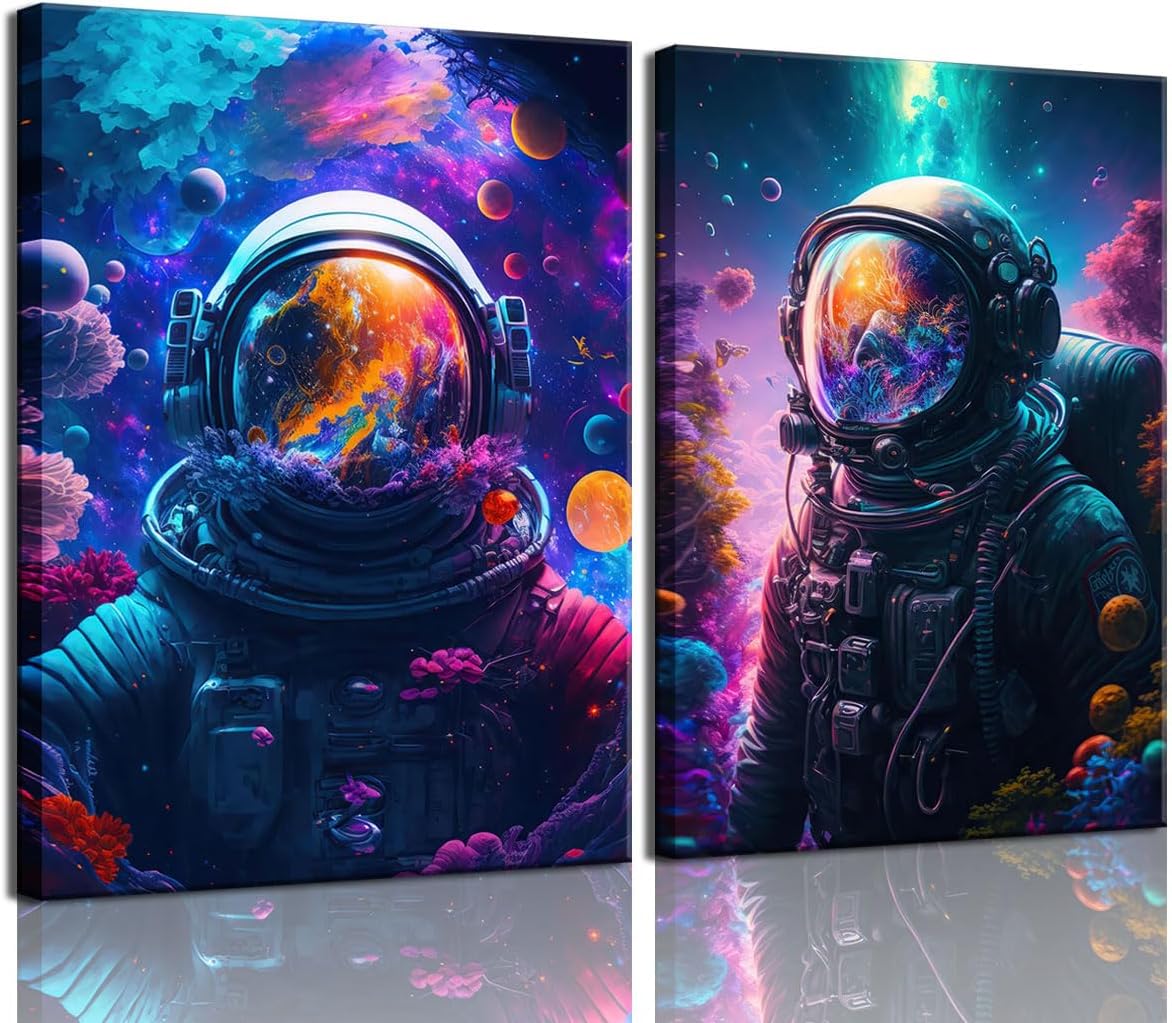 Amazon.com: Cool Astronaut Wall Art Abstract Retro Spaceman in the ...