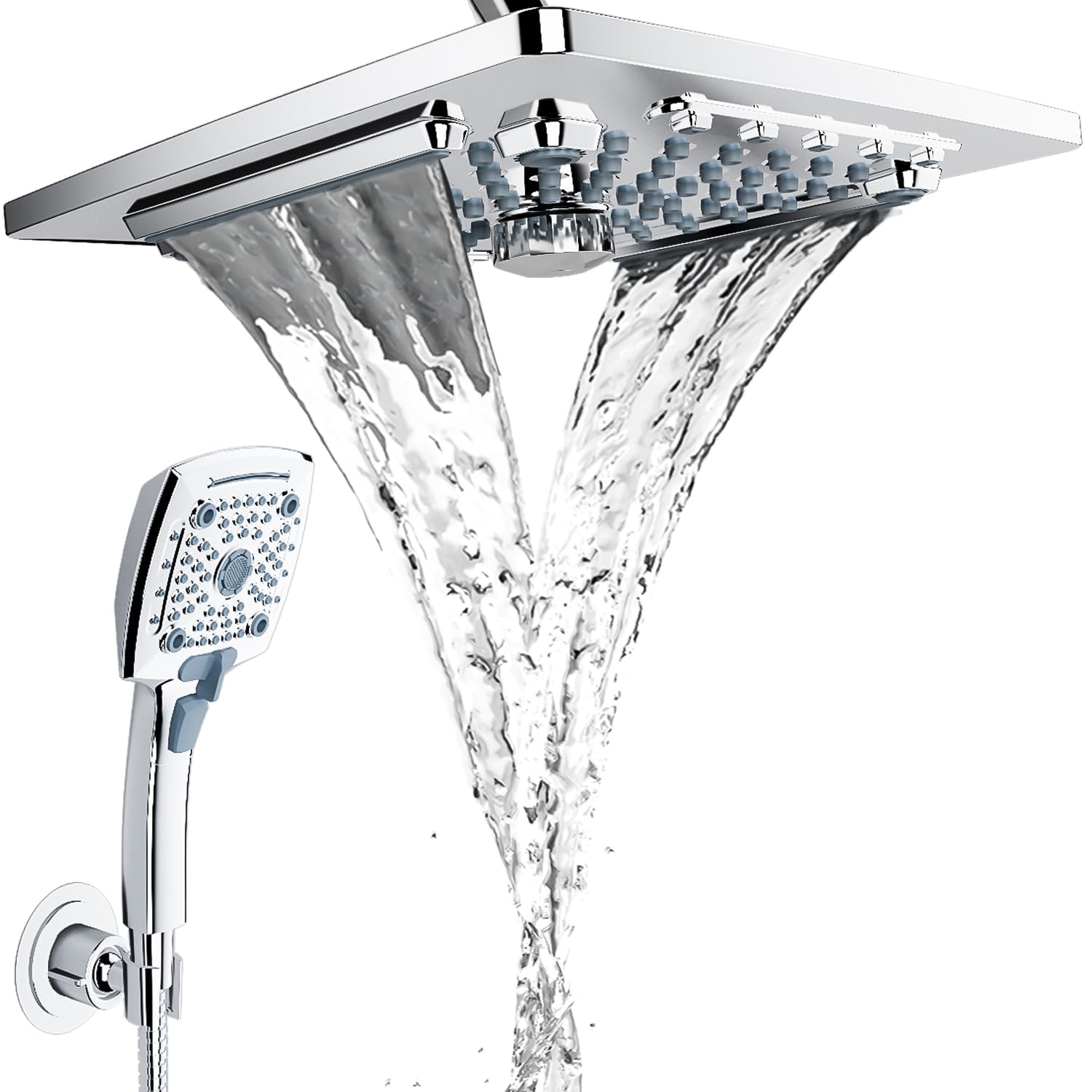 ELLO&ALLO Rain Shower Head with Handheld Spray, Rainfall Shower Head ...