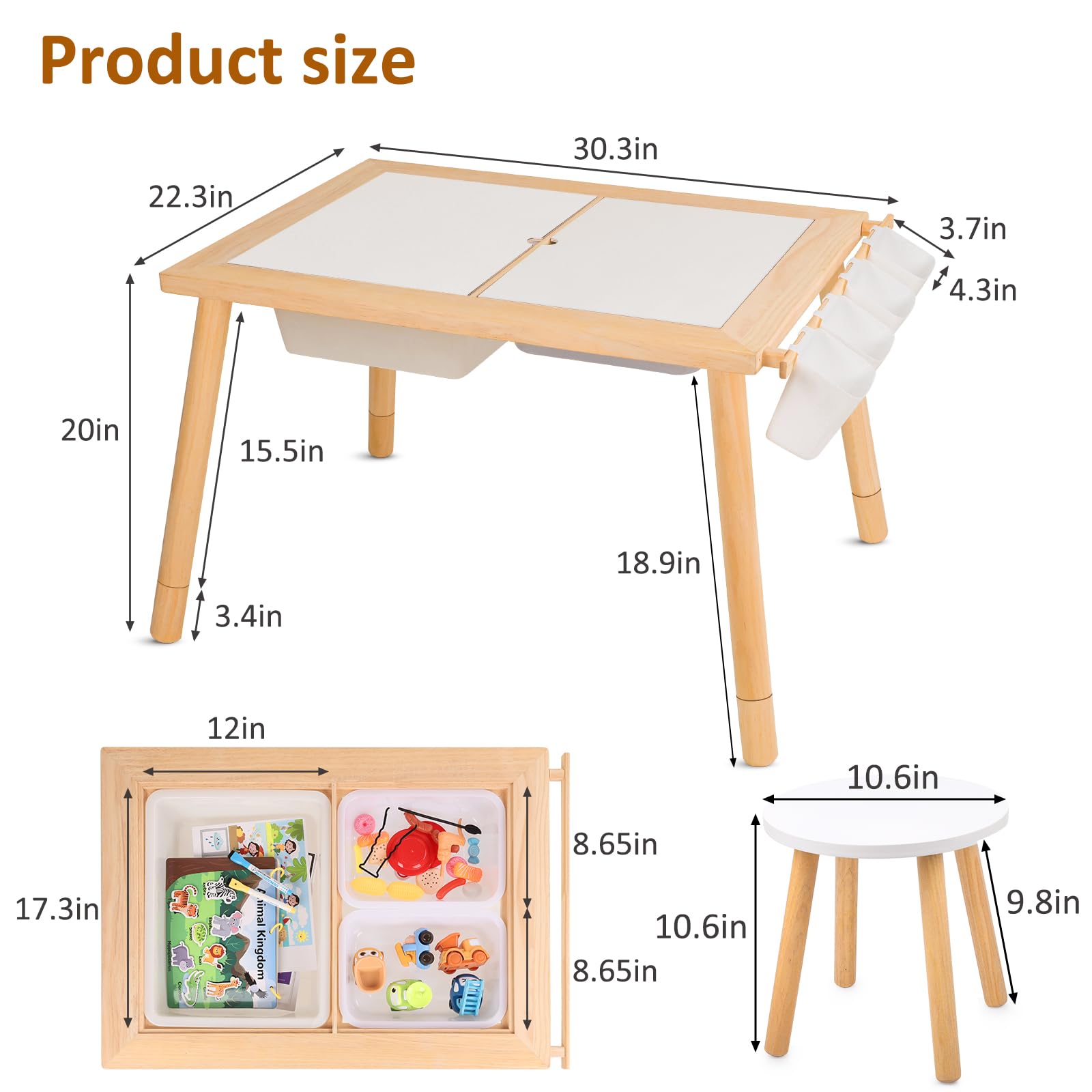 Sensory Table for Toddlers 1-3 with Adjustable Height, Sensory Activity ...