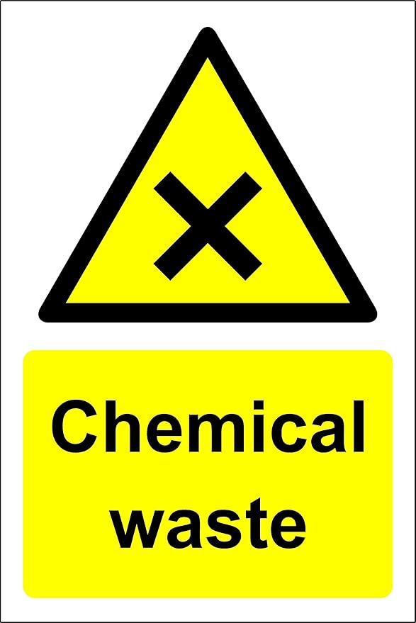 Chemical waste Safety sign - Self adhesive sticker 150mm x 100mm ...