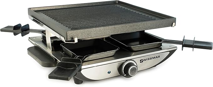 Swissmar Geneva Raclette Grill with Reversible Cast Aluminum Grill Top ...