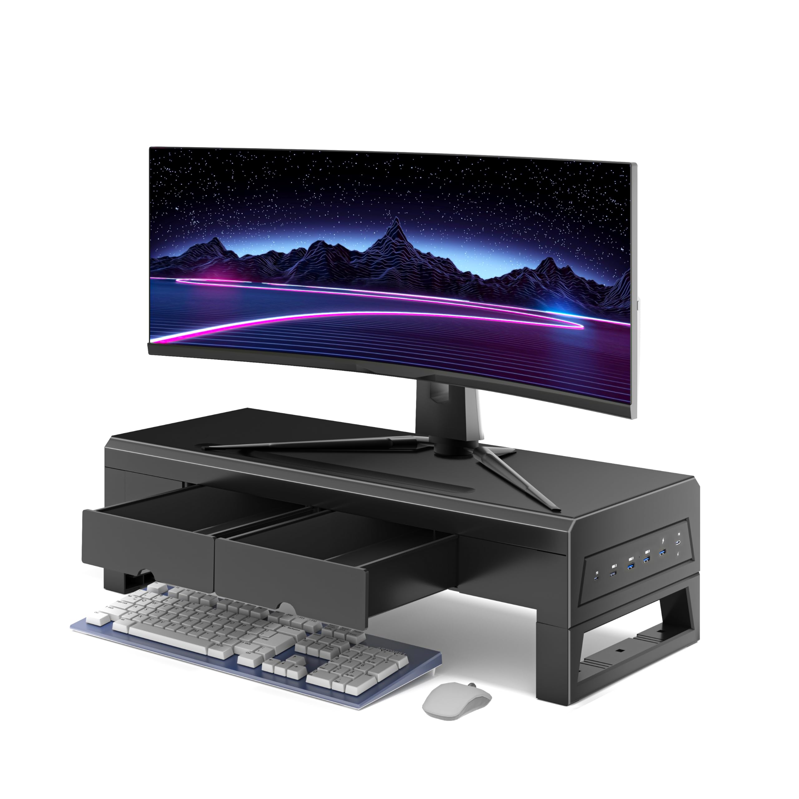 Amazon.com: Computer monitor stand with 2 drawer ，Laptop Desk Shelf ...