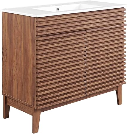 Modway Render 36" Bathroom Vanity in Walnut White - Amazon.com