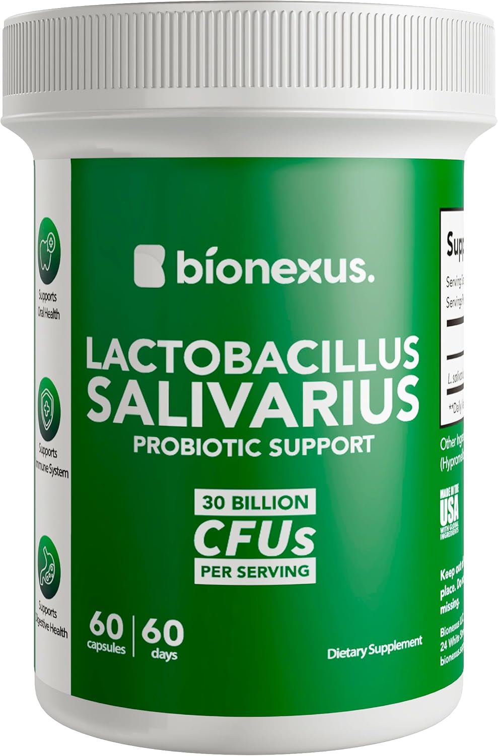 Amazon.com: Bionexus™ Lactobacillus Salivarius Dietary Supplement – 60 ...