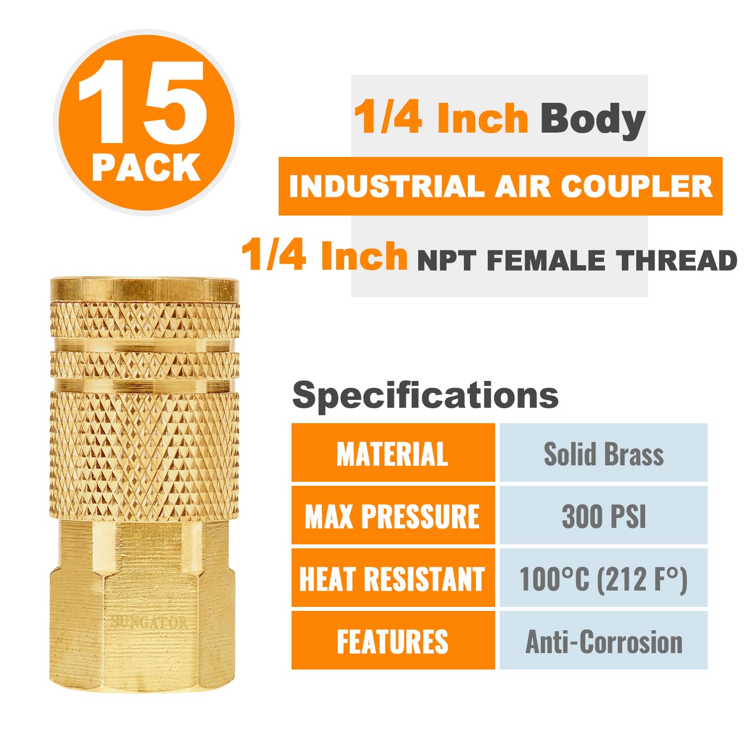 Snapklik.com : SUNGATOR 15-Pack 1/4 Inch Female Industrial Air Coupler ...