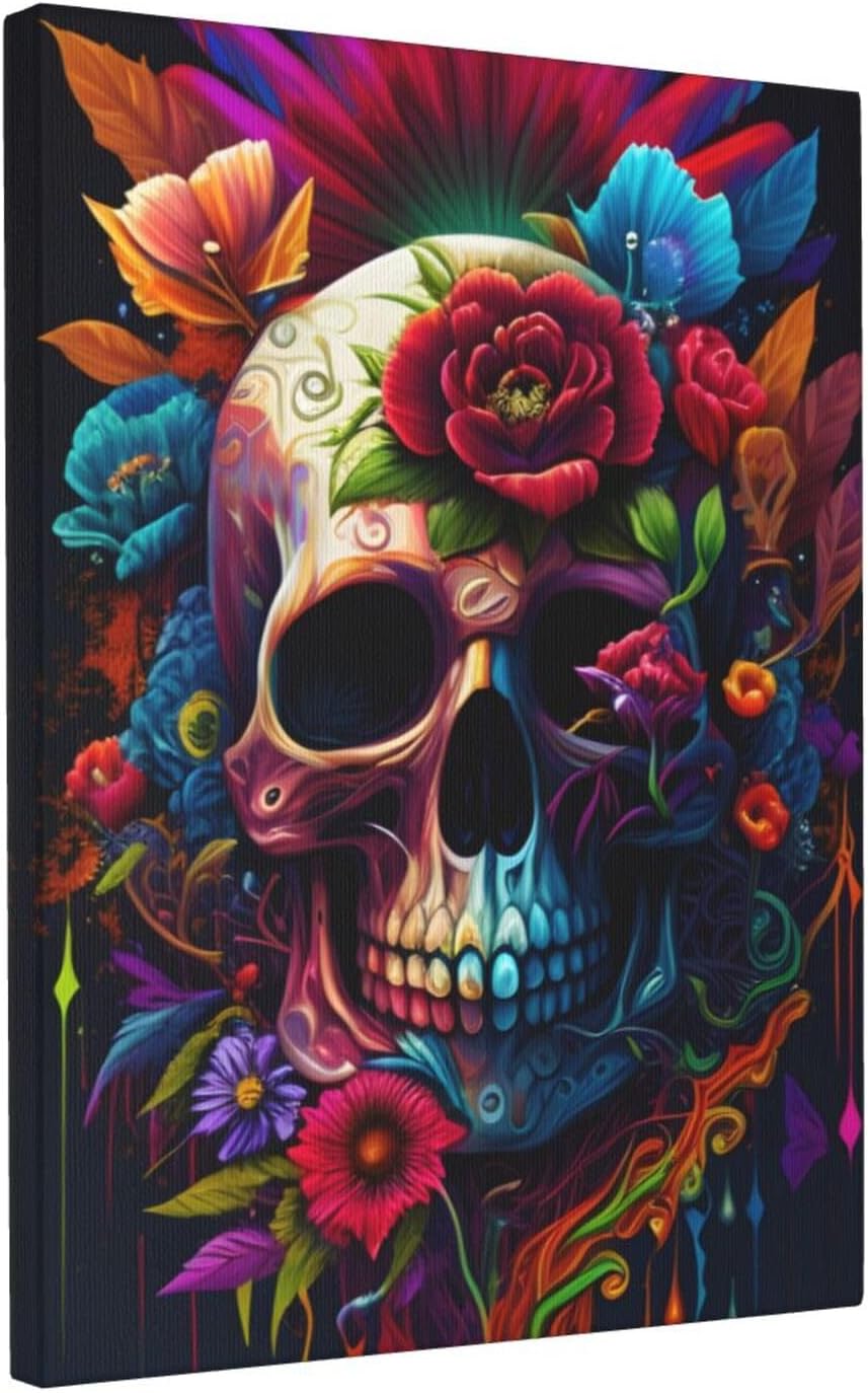 Amazon.com: Day of The Dead Wall Art Decor Sugar Skull Flower Dia De ...