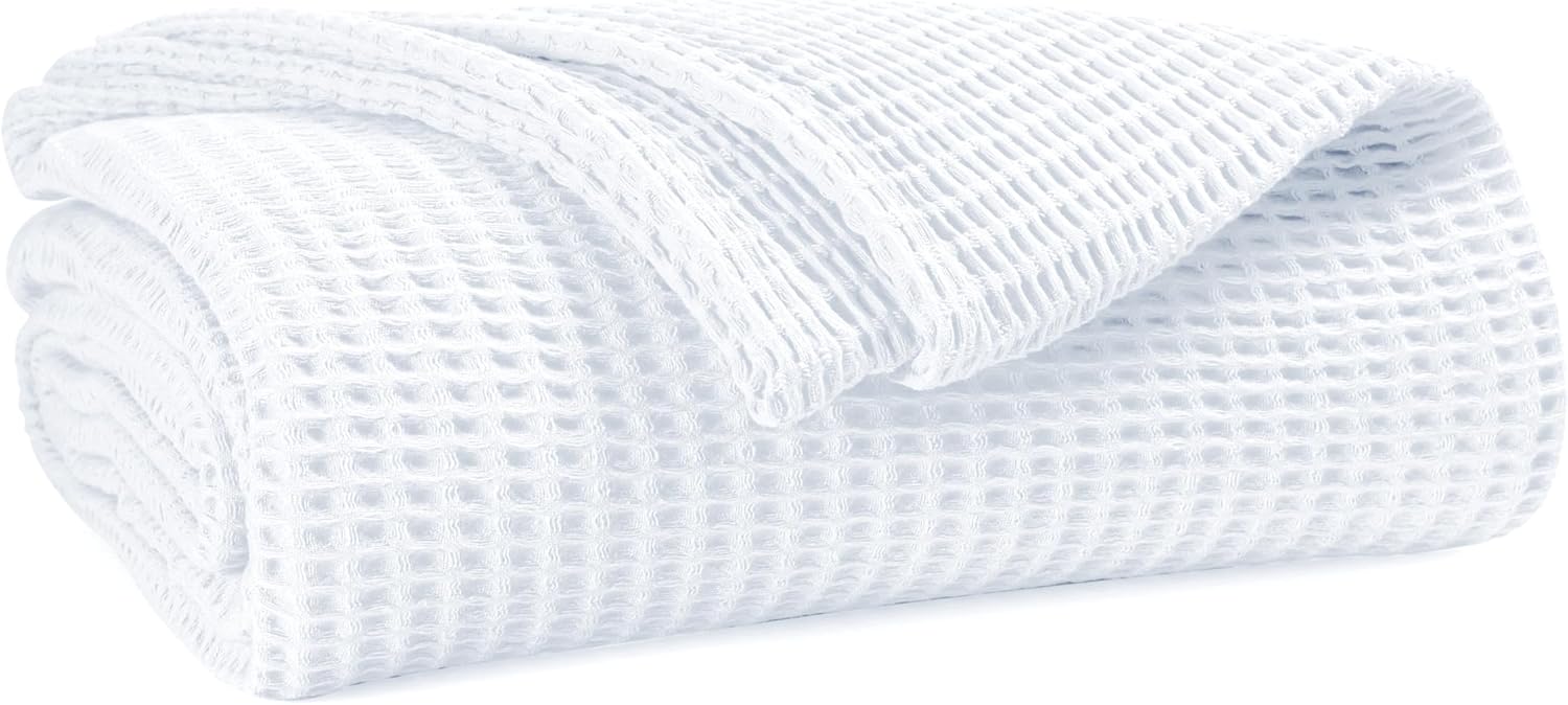 Amazon.com: DESTIN HOME 100% Cotton Blankets for Bed - Waffle Weave ...