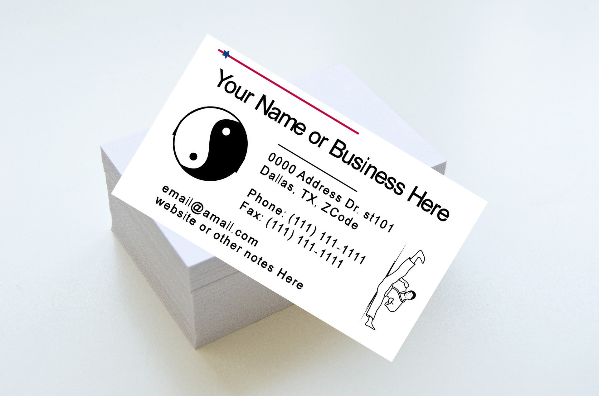 100 Standard Business Cards For Karate Karate Teacher Karate Master ...