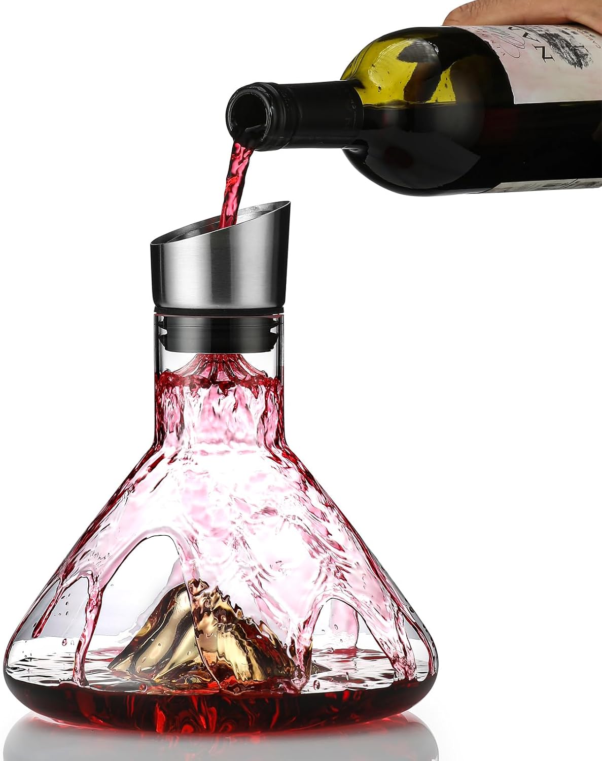 Amazon.com | Gold Iceberg Wine Decanter,Red Wine Carafe with Built-in ...