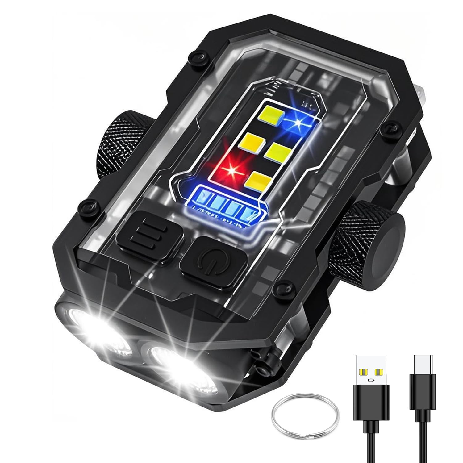 Siuyiu Keychain Flashlight, 8 Modes, LED Small Powerful EDC Flashlight ...