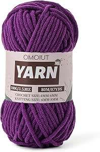 Amazon.com: Violet Fluffy Chenille Yarn for Crocheting - Baby Yarn for ...