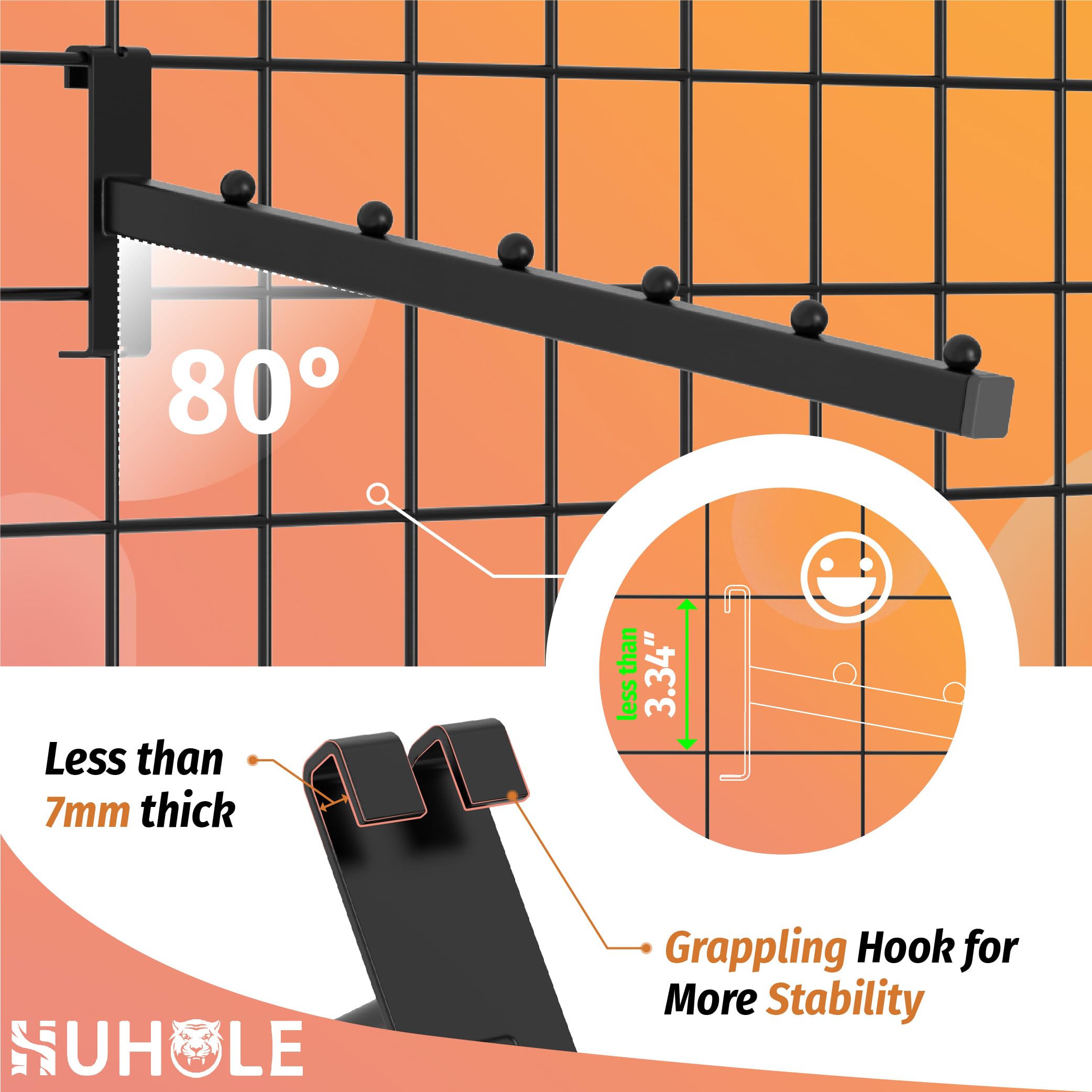 Snapklik.com : 6 Ball Gridwall Waterfall Hooks, 10 Pack, Black Powder ...