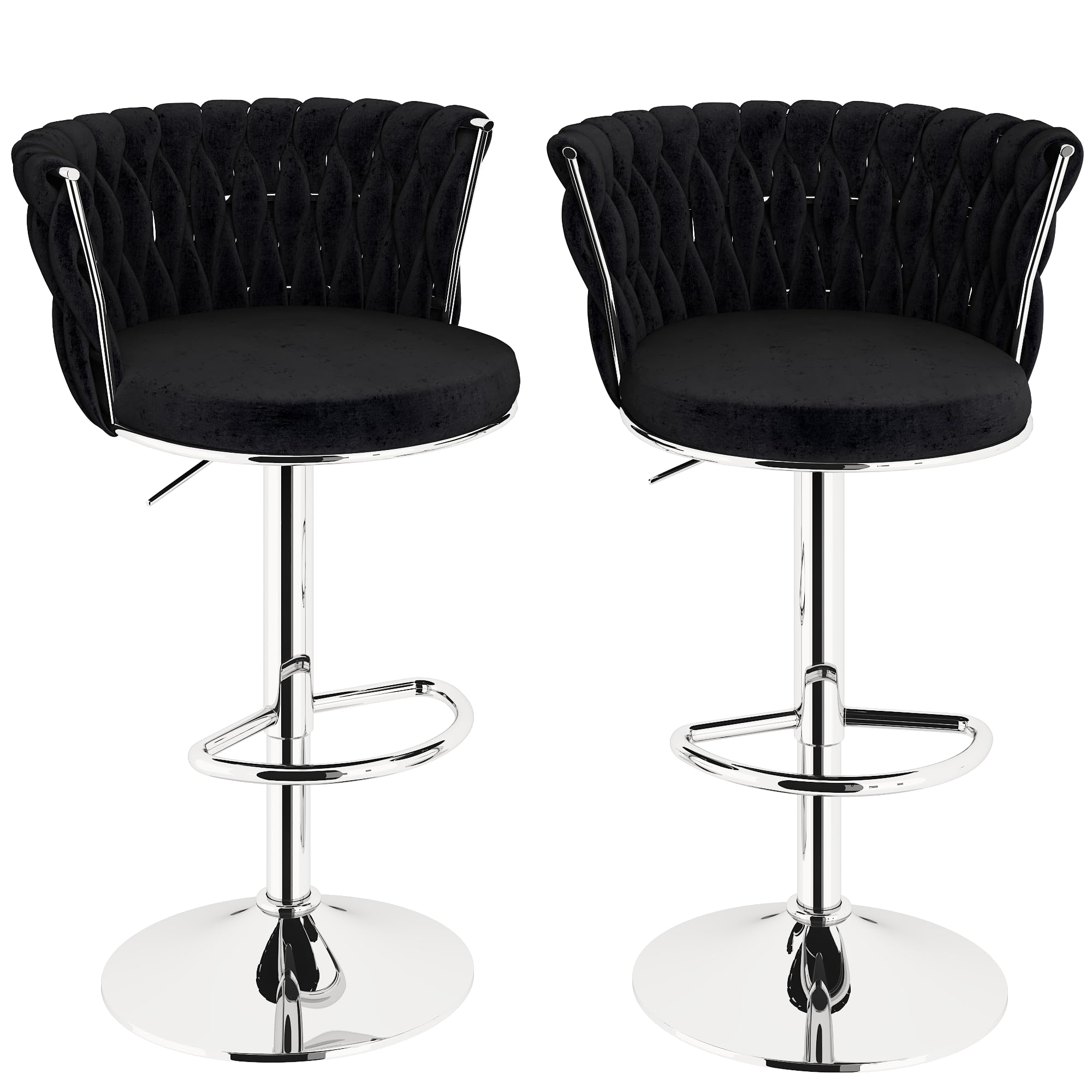 Amazon.com: Lamerge Velvet Bar Stools Set of 2, Swivel Counter Stools ...