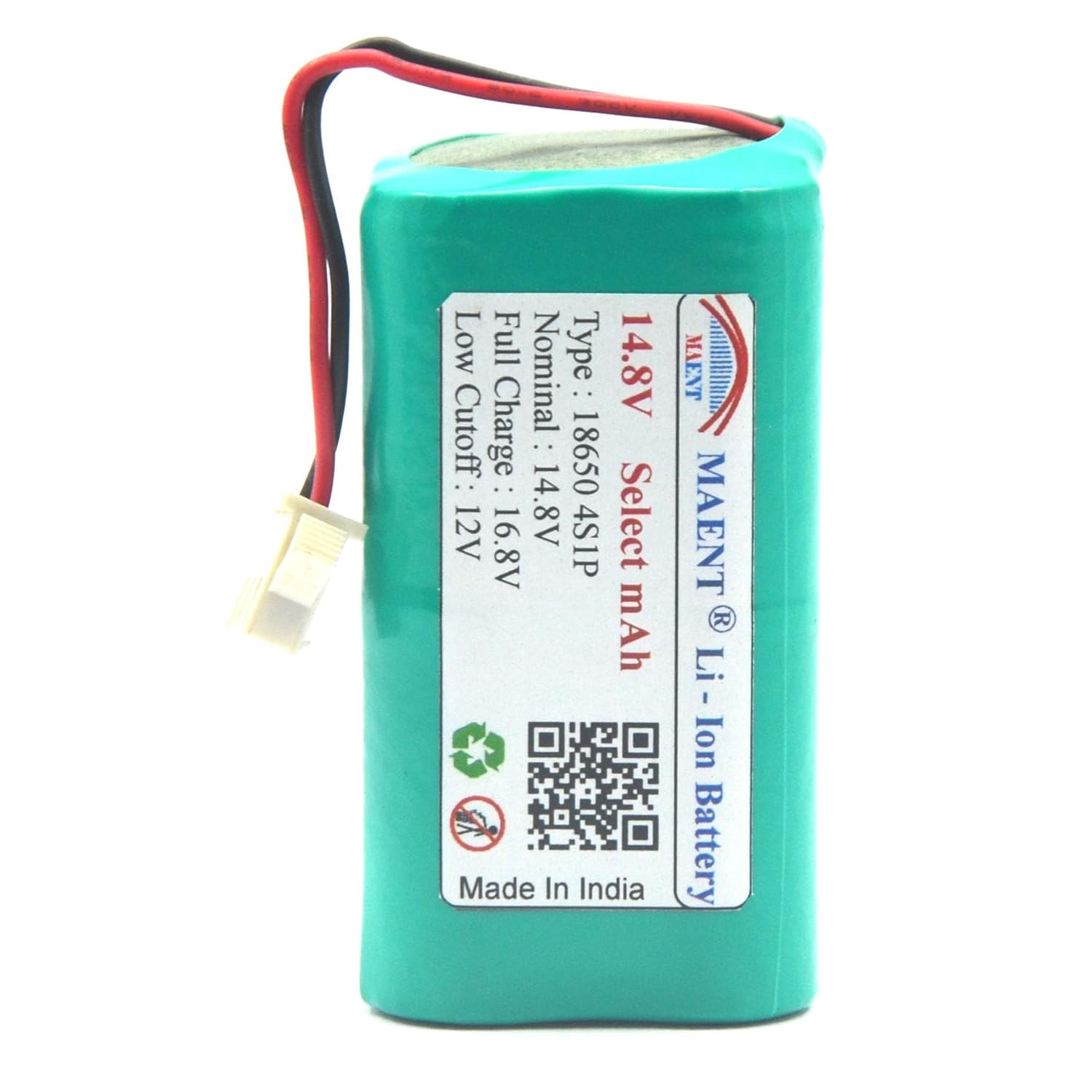 MAENT® 14.8V 18650 Lithium ion 14.6V Rechargeable Battery Pack 4S1P 16 ...
