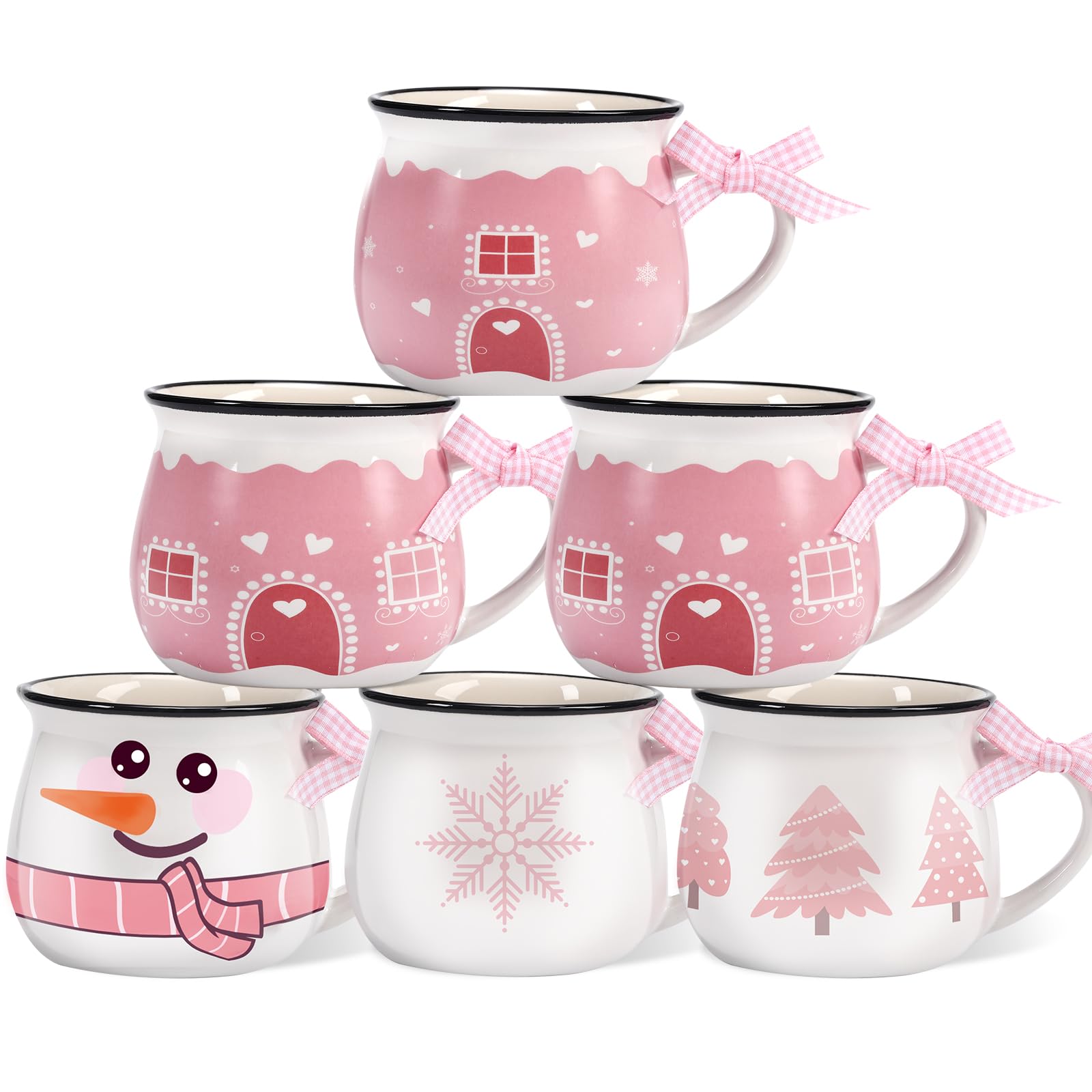 Amazon.com: Jinei Set of 6 Christmas Coffee Mugs Gift, 12 oz Hot Cocoa ...