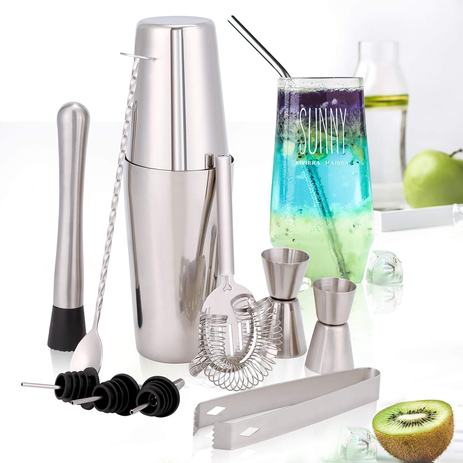 HALOVIE Boston Cocktail Shaker Set Cocktail Making Kit Home Bar ...