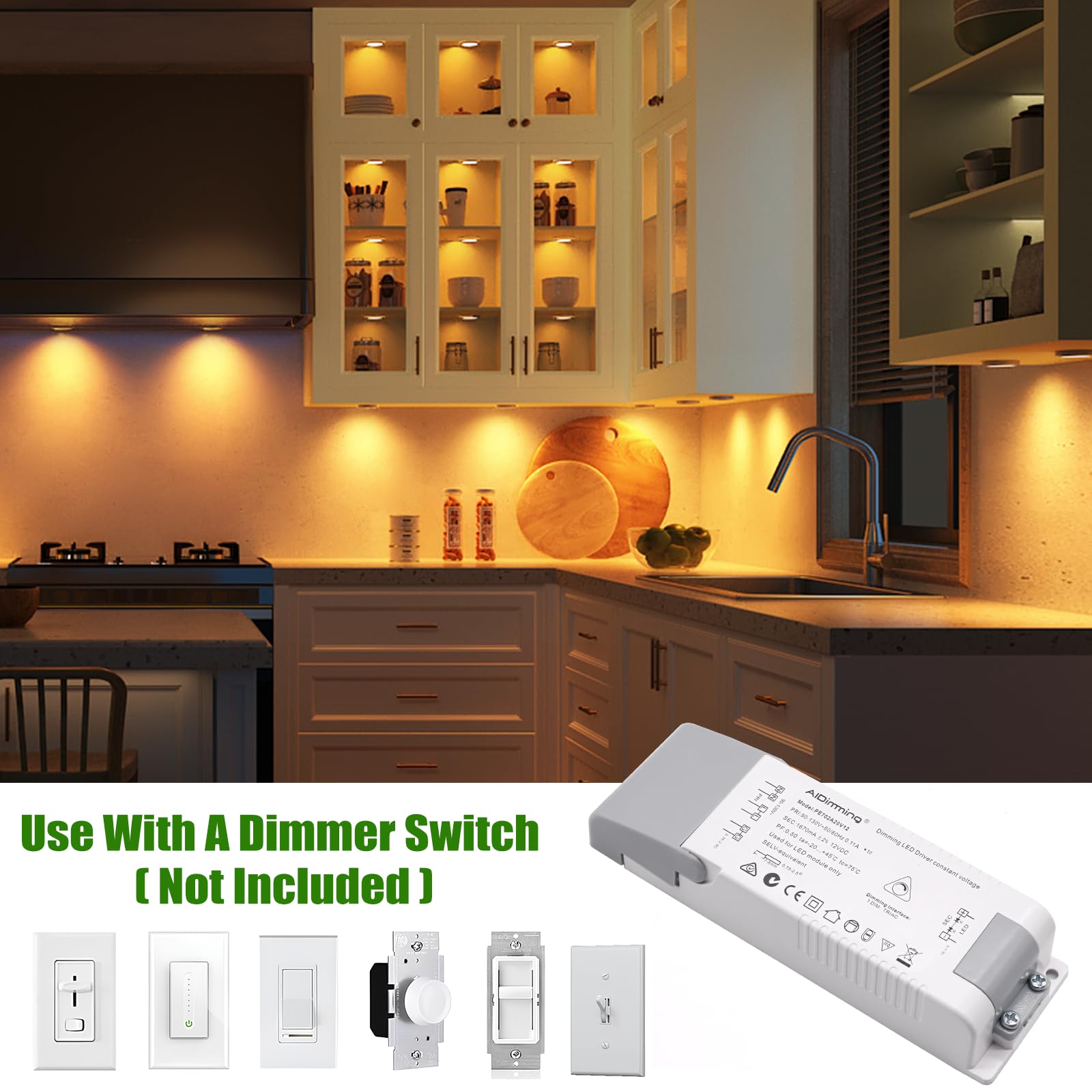 Snapklik.com : 12V 20W Power Supply, Triac Dimmable Constant Voltage ...