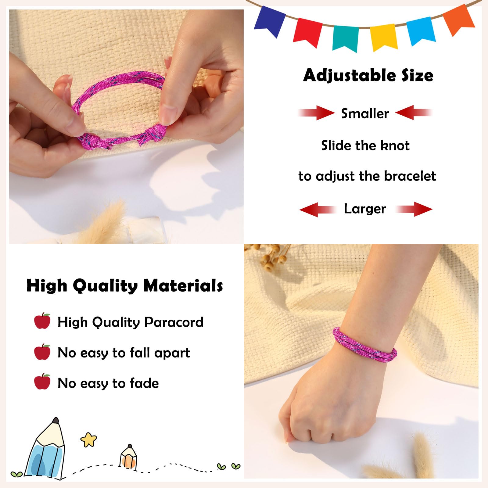 Snapklik.com : PINKDODO First Day Of School Bracelets Set For 2 String ...