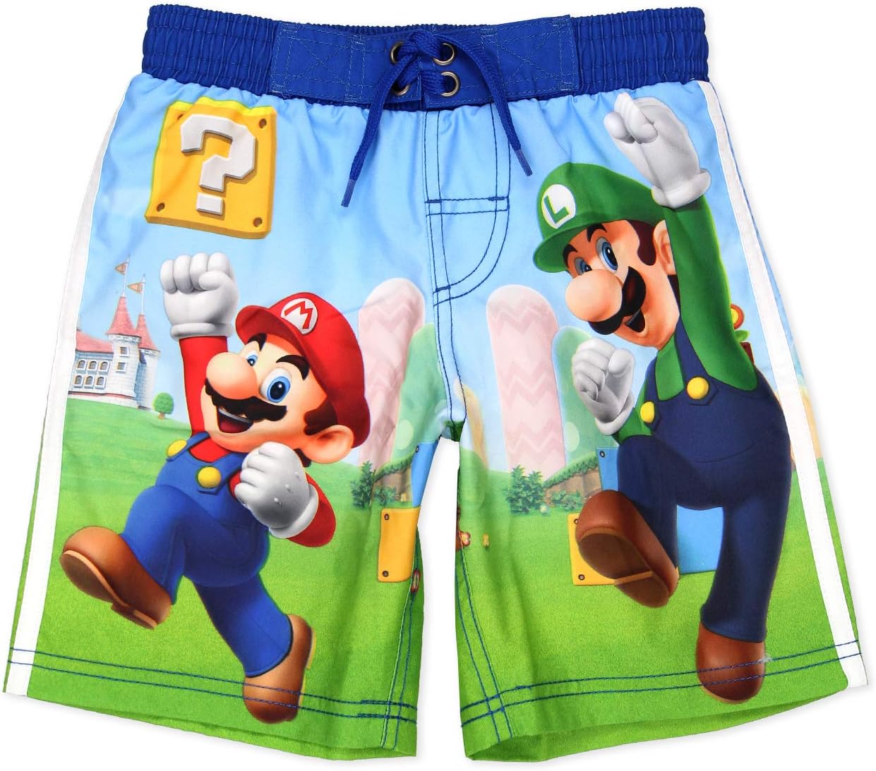 Amazon.com: SUPER MARIO Brothers Boys Swimwear Swim Trunks (7, Blue ...