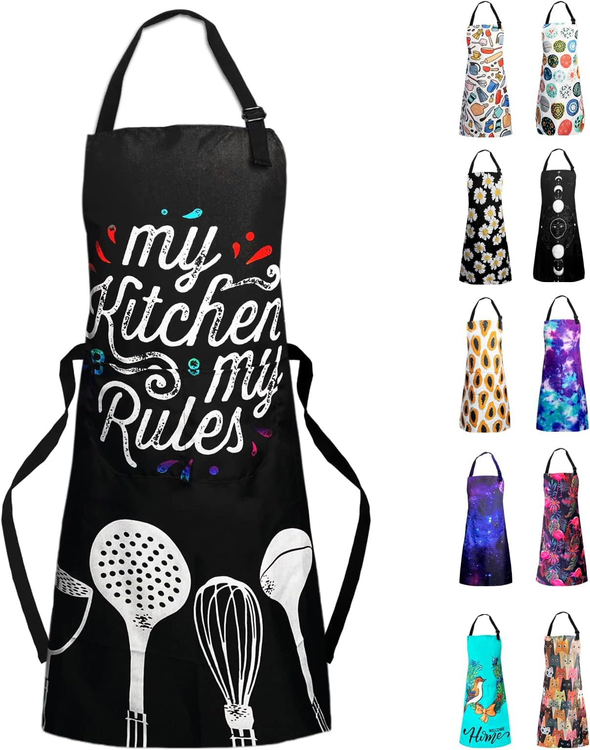 Amazon.com: ASPMIZ Floral Apron for Adults, Waterproof Women Apron with ...