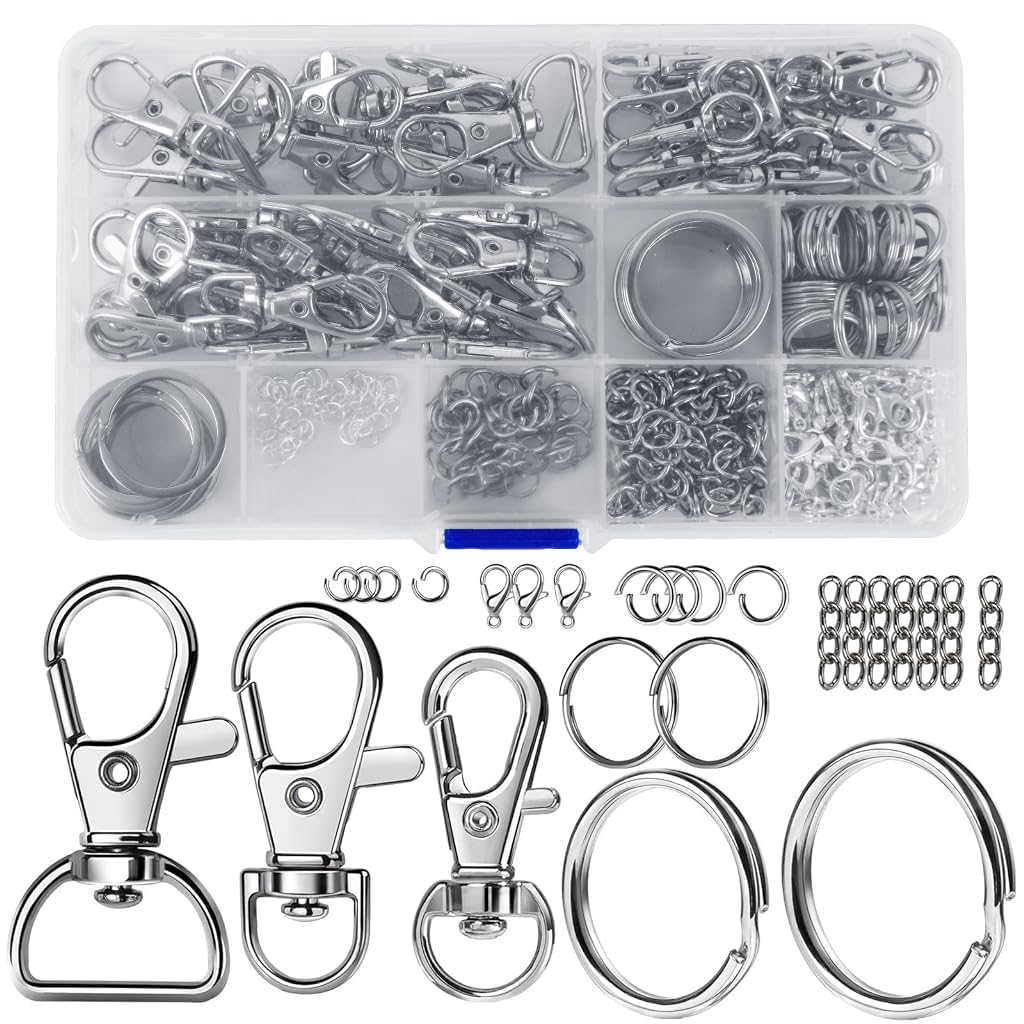 HASTHIP® 265Pcs Keychain Clips Kit with Key Rings, Swivel Snap Hooks ...