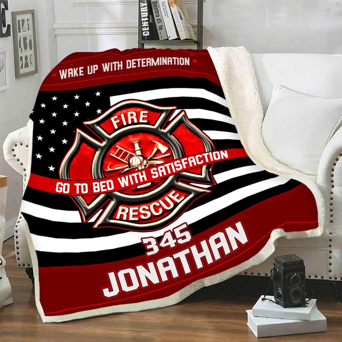 Amazon.com: Pofily Personalized Firefighter USA Blanket, American Flag ...