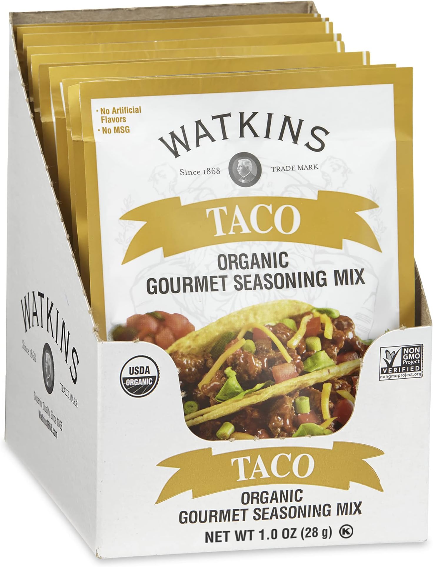 Amazon.com: Watkins Organic Taco Gourmet Seasoning Mix, 1 oz. Packets ...