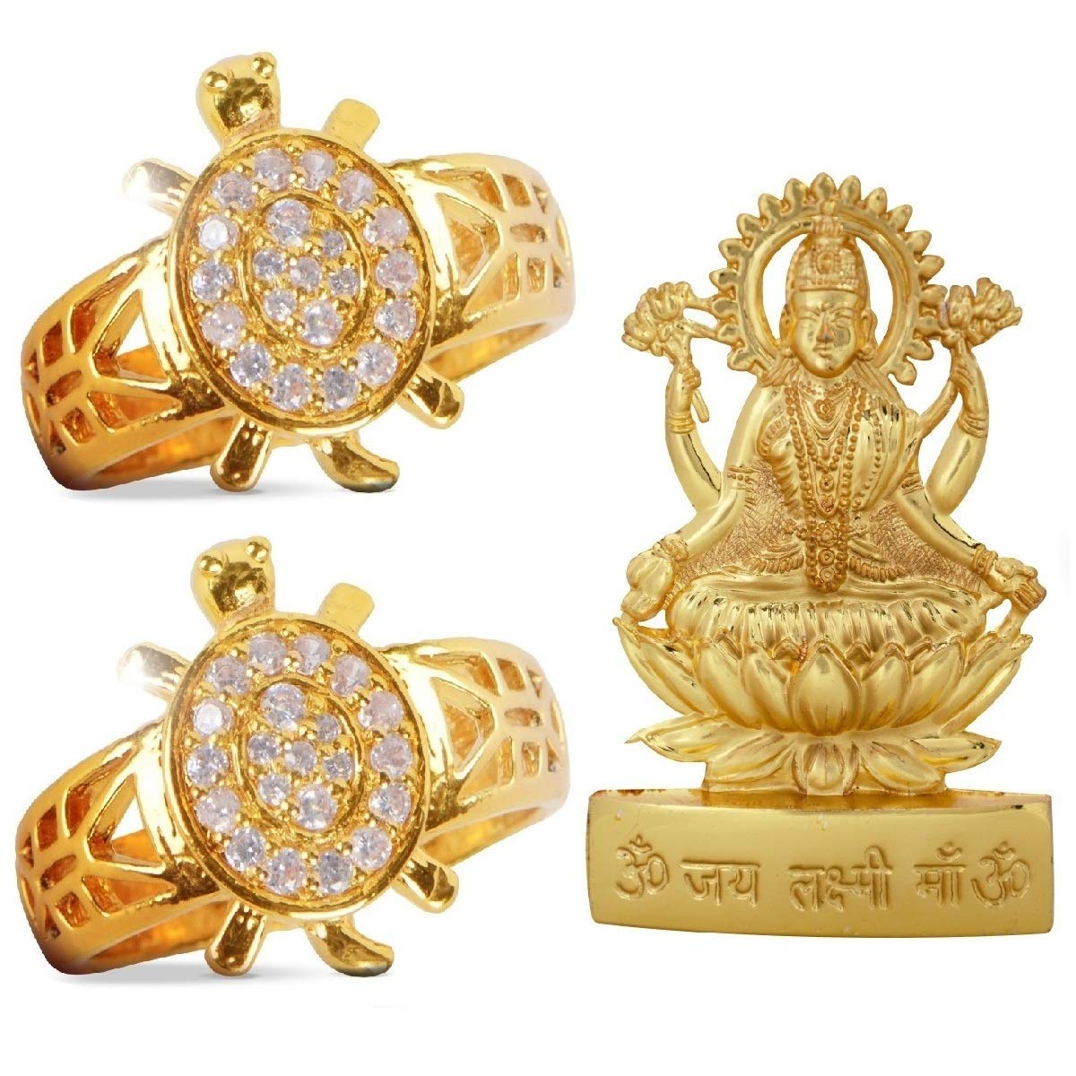 Buy ARNAV Brass Adjustable Tortoise Meru Ring and Laxmi Pratima for Men ...