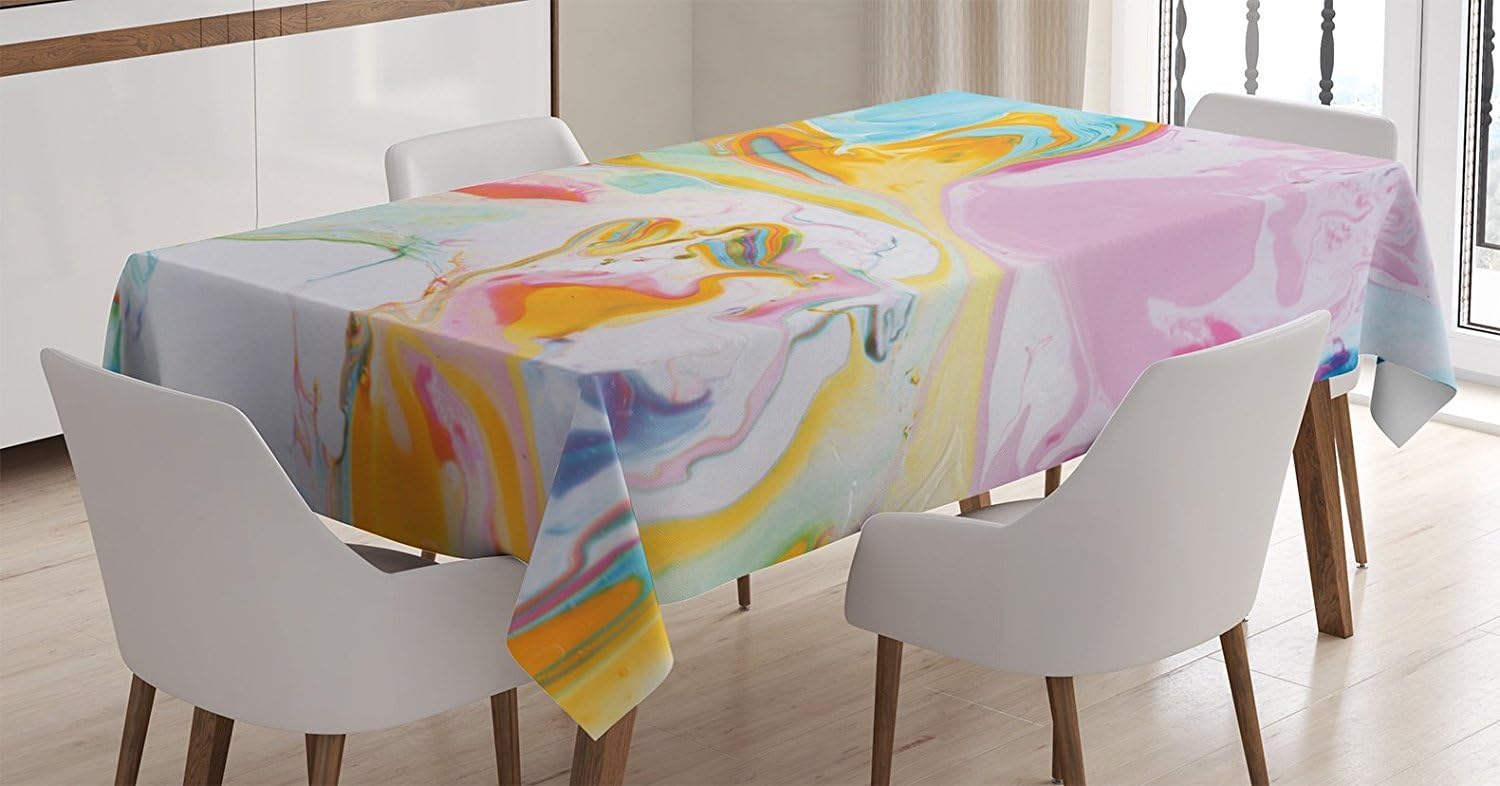 Amazon.com: Ambesonne Abstract Tablecloth, Psychedelic Interlace Wavy ...