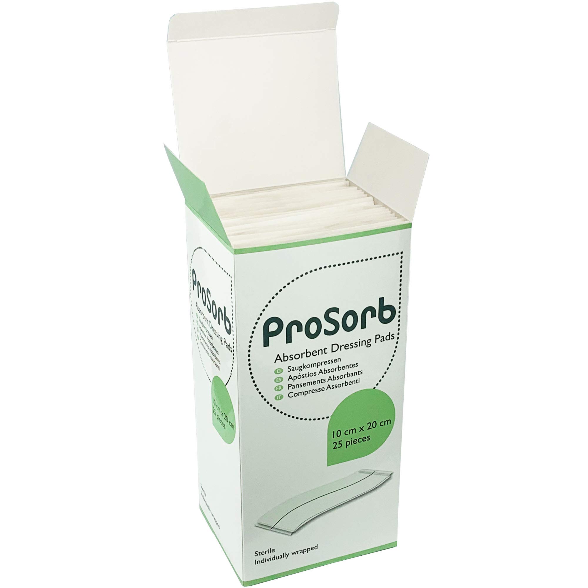 Prosorb Sterile Absorbent Low Adherent Wound Dressing Pads, 10cm x 20cm ...