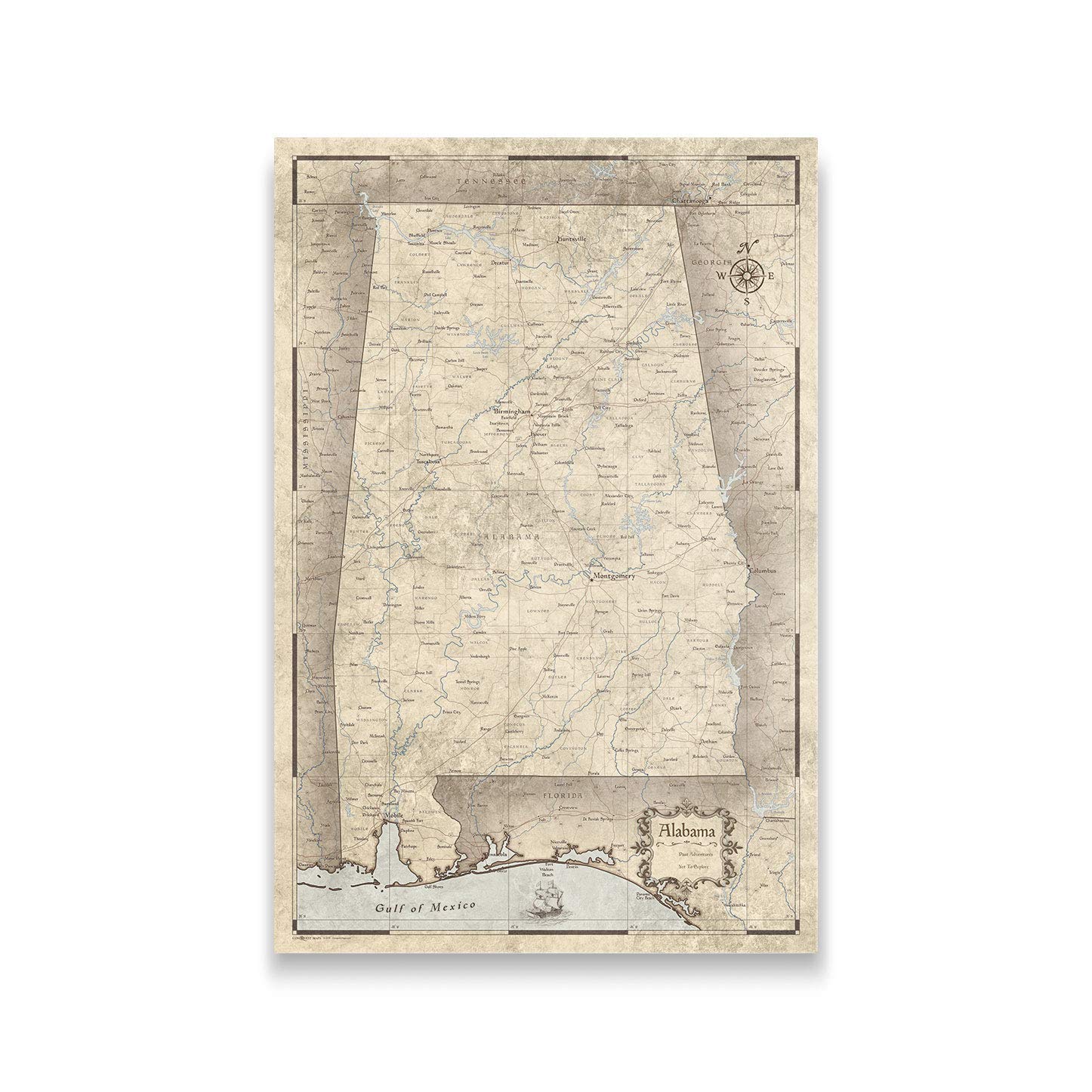 Amazon.com - Conquest Maps Push Pin Alabama Map Board - With Push Pins ...