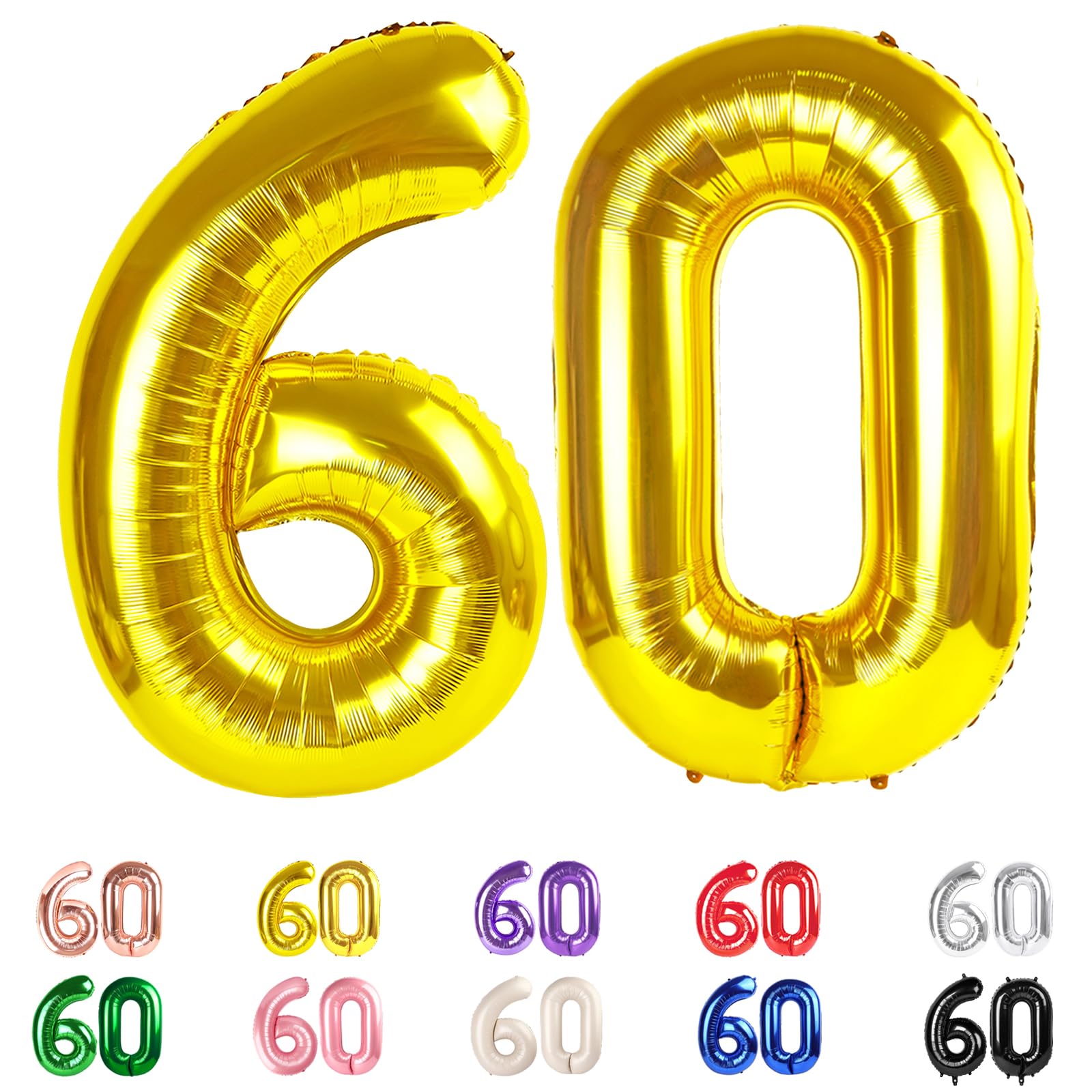 Amazon.com: 60 Balloon Numbers, Happy 60th Birthday Decorations for Men ...