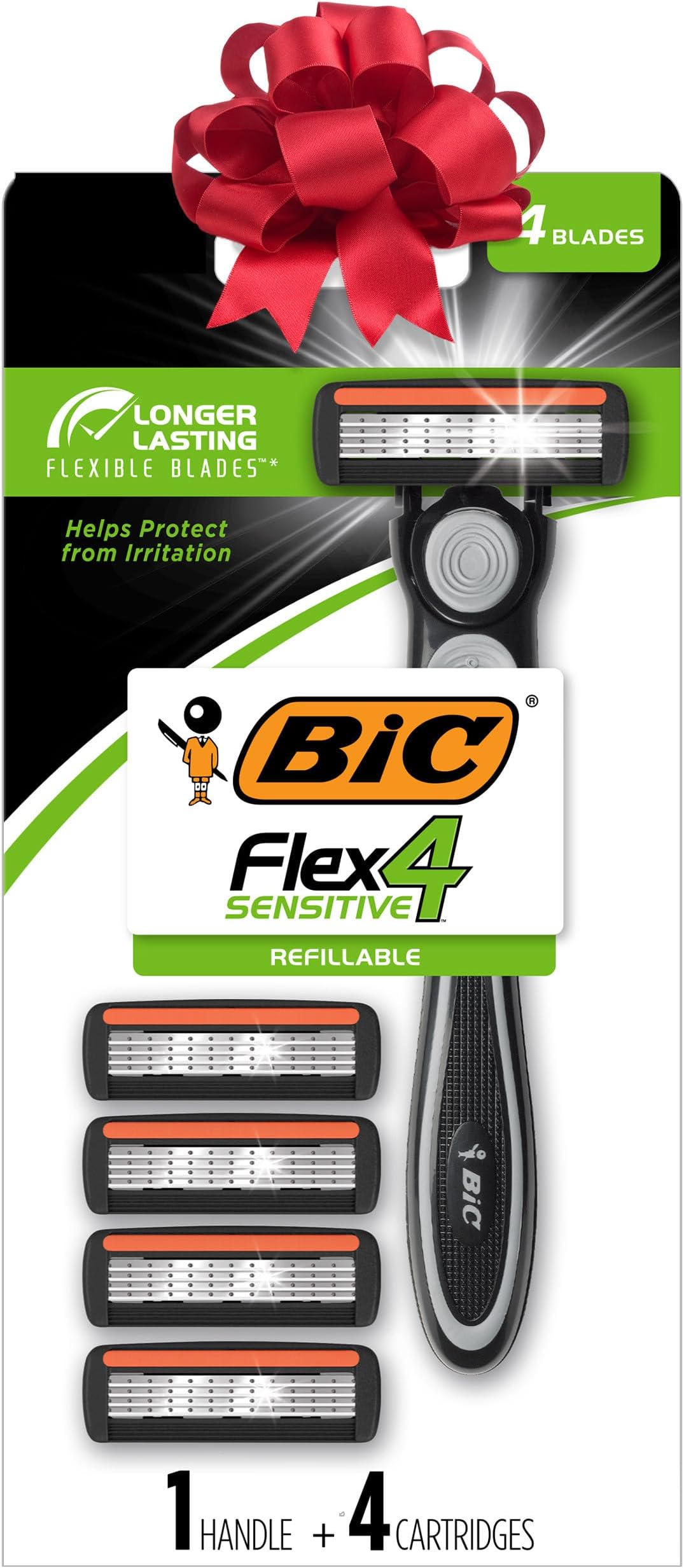 Amazon.com: BIC Flex 4 Refillable Razors for Men, Long-Lasting 4 Blade ...