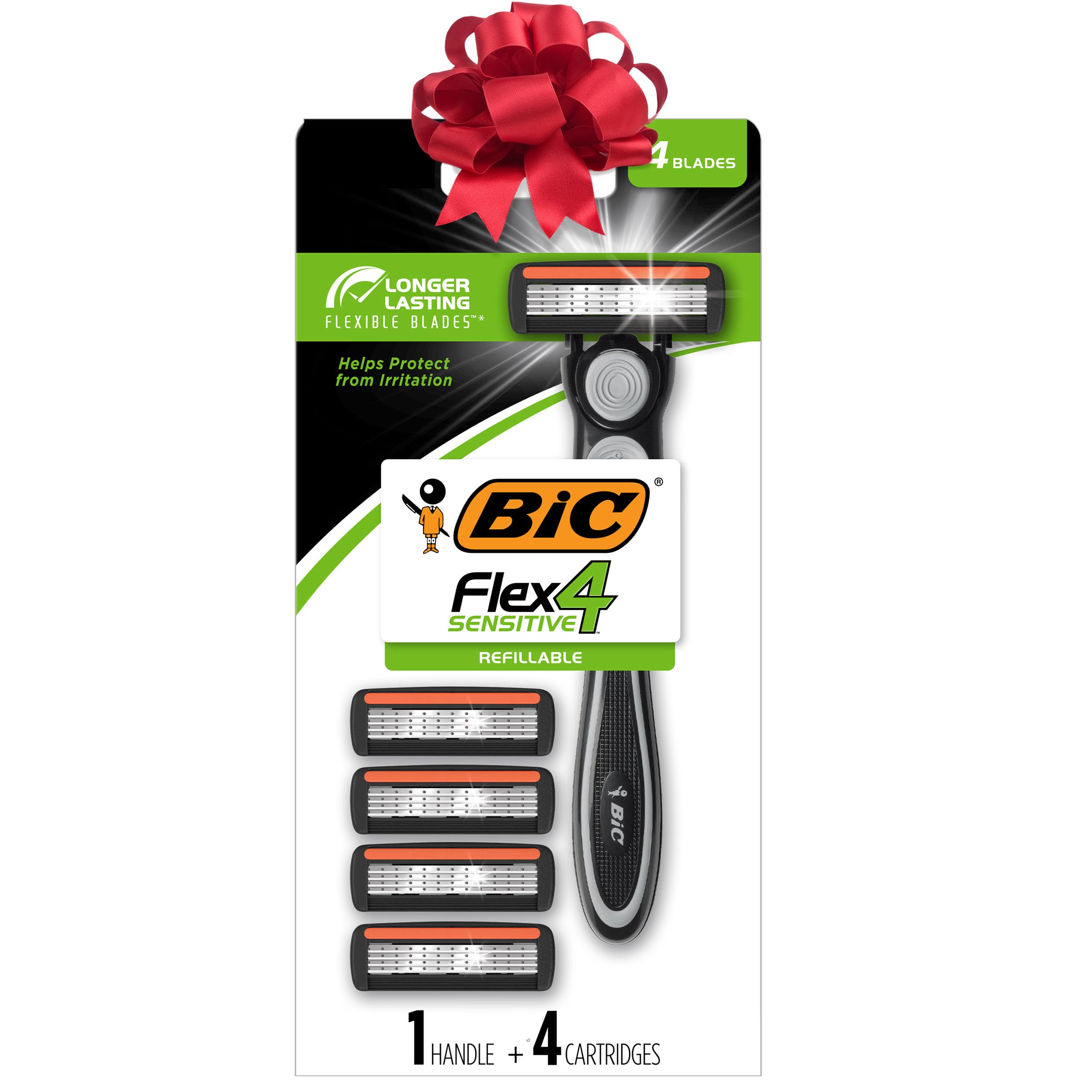 Amazon.com: BIC Flex 4 Refillable Razors for Men, Long-Lasting 4 Blade ...