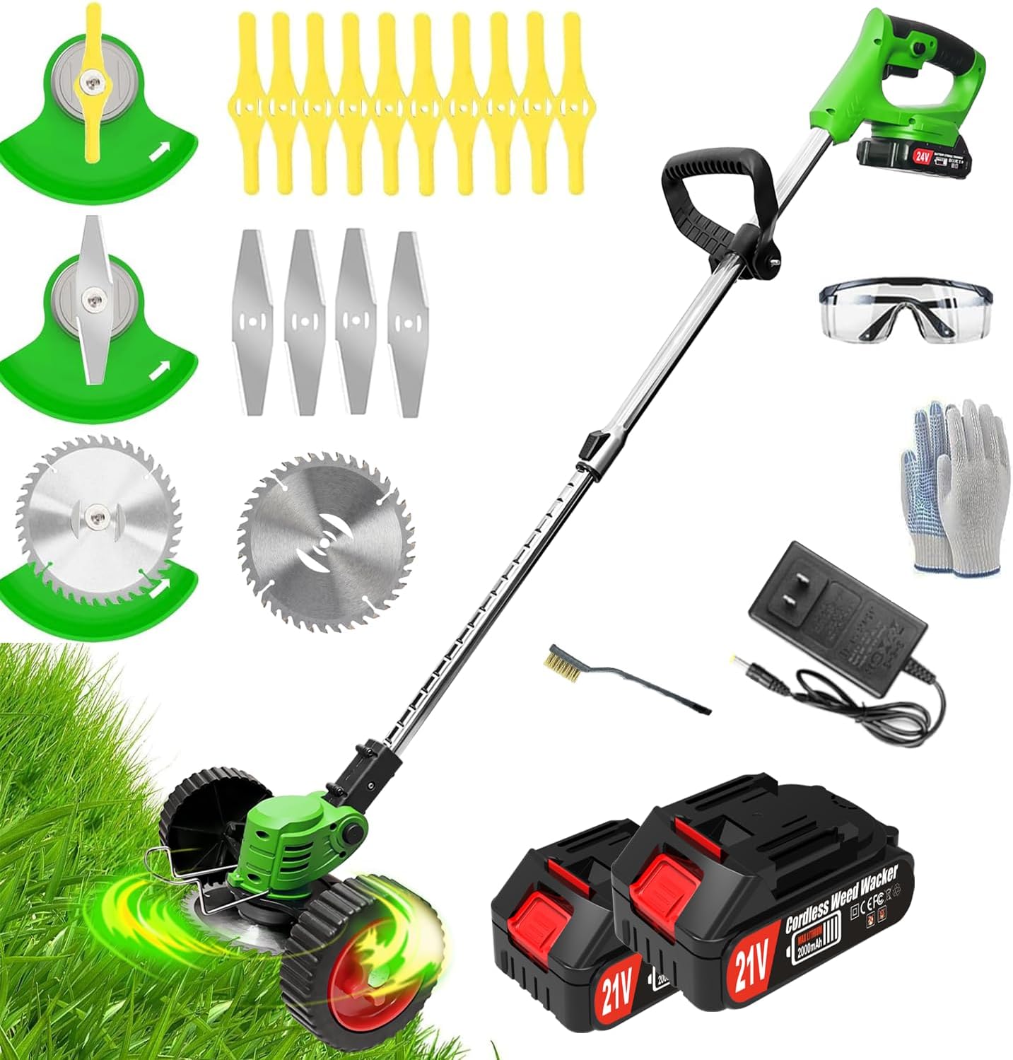 Amazon.com : Electric Weed Wacker Cordless Eater Battery Powered, 21V ...