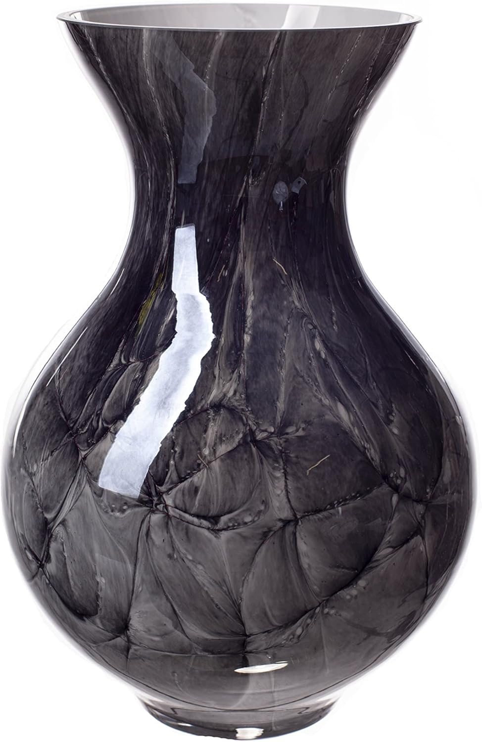 Amelia Art Glass Classic Vase in Black Marble, Black & Grey : Amazon.co ...