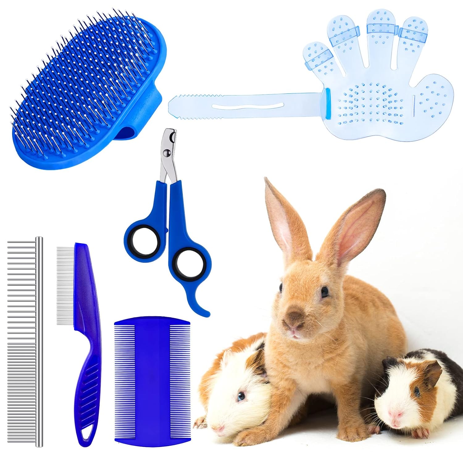 Amazon.com : 6 Pieces Bunny Grooming Kit Bunny Grooming Brush Pet Hair ...