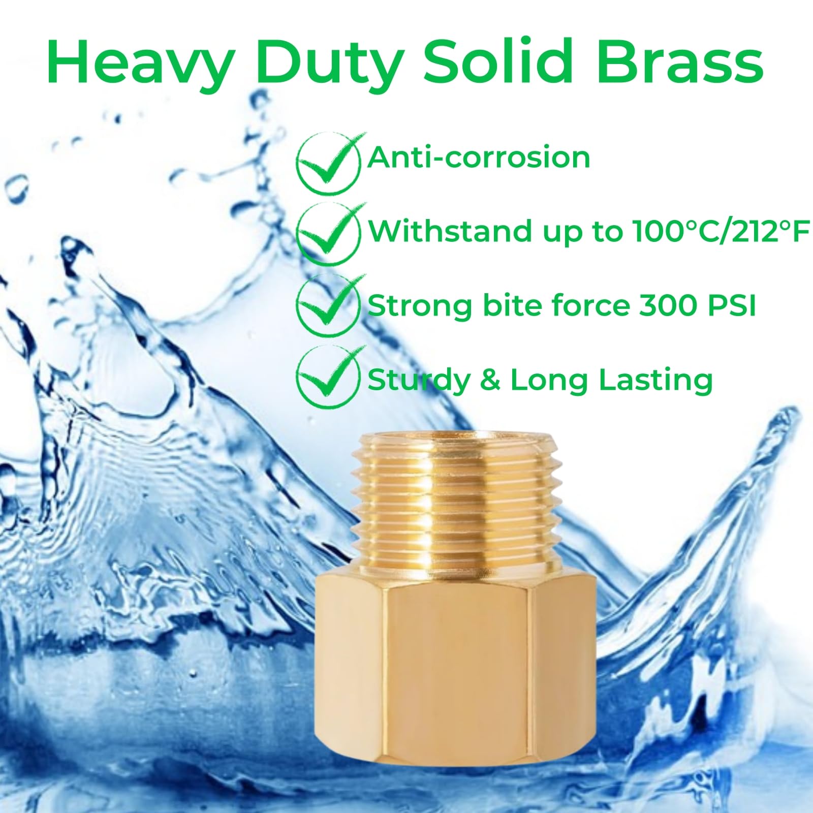 Snapklik.com : 6 Pcs Brass Pipe Fitting Adapter, 1/4" To 1/2" Reducer ...