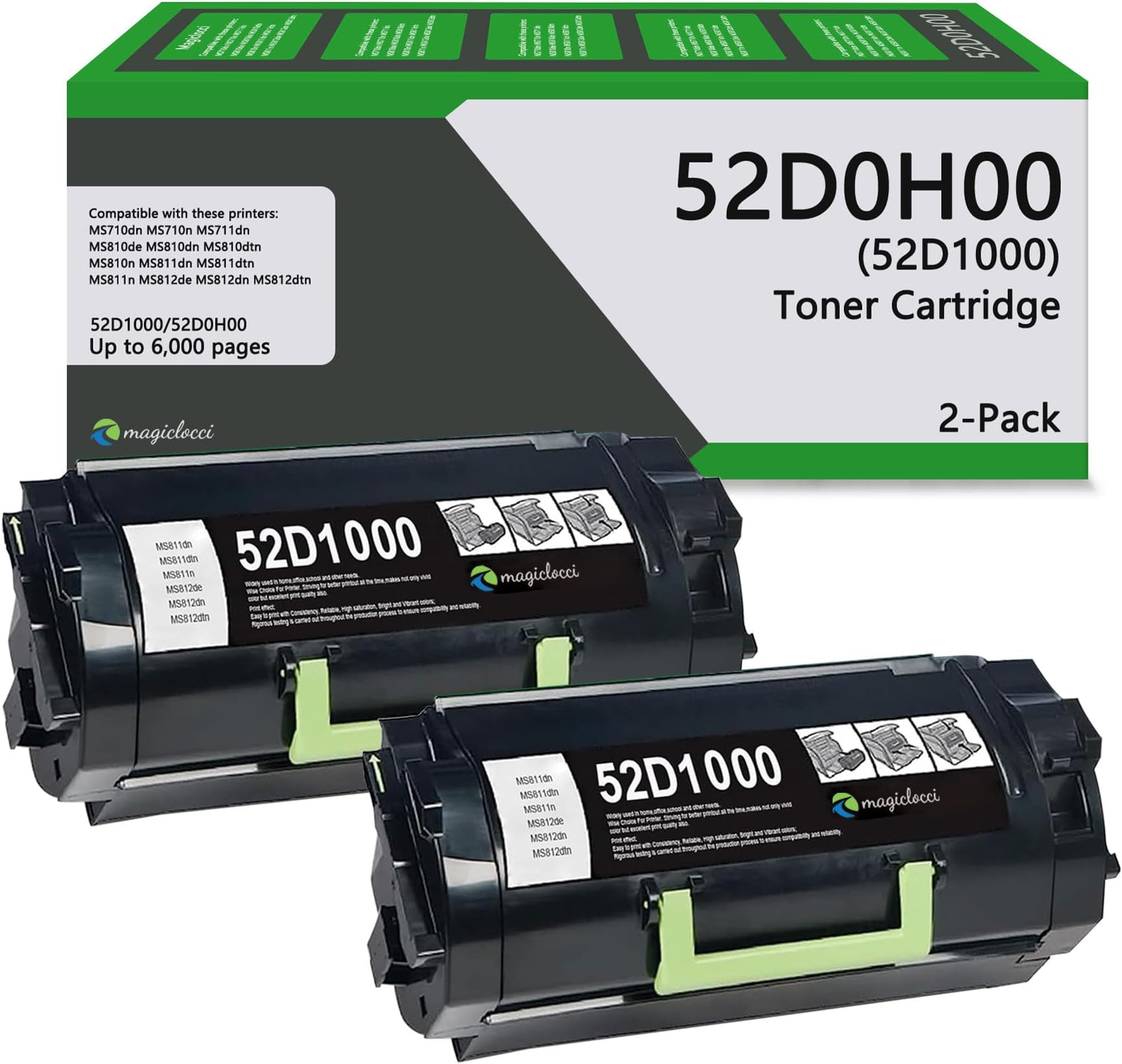 Amazon.com: 52D1000 Black High Yield Toner Cartridge (2-Pack ...