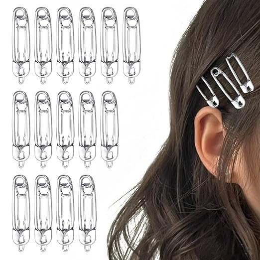 Amazon.com : 15 Pcs Hair Pins Hair Clips Alloy Safety Pin Shape Hairpin ...
