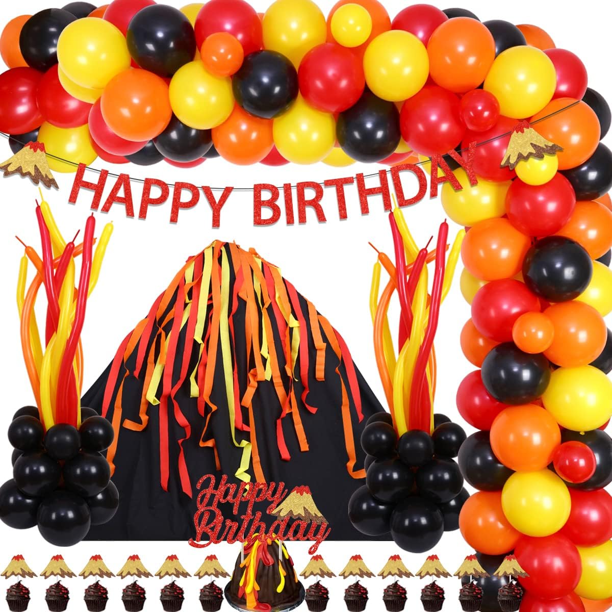Amazon.com: Wonmelody Volcano Birthday Party Decoration, Volcano Hot ...