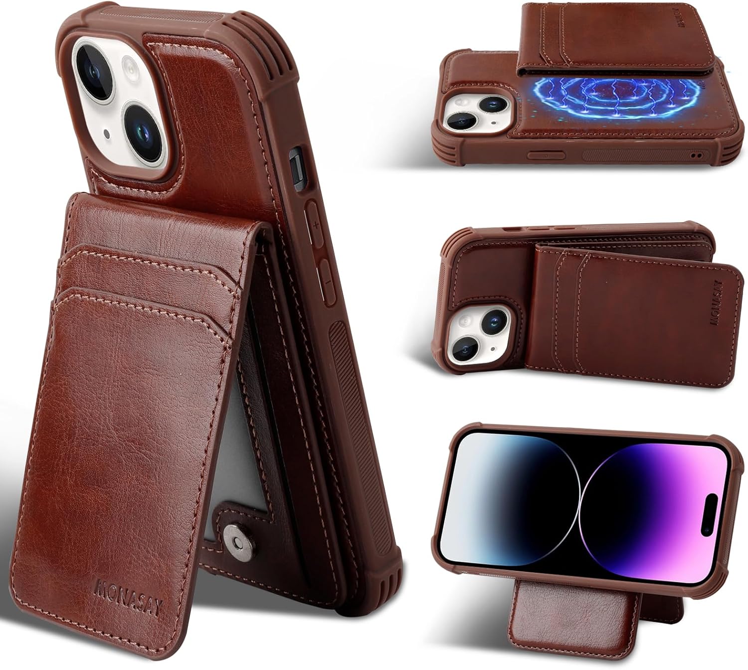 Amazon.com: MONASAY Magsafe Wallet Case Compatible for iPhone 15 Plus 6 ...