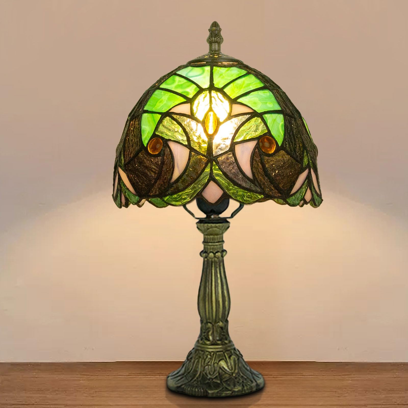 wecrejoni Tiffany Lamp Stained Glass Table Lamp 8X8X14 Inches Desk ...