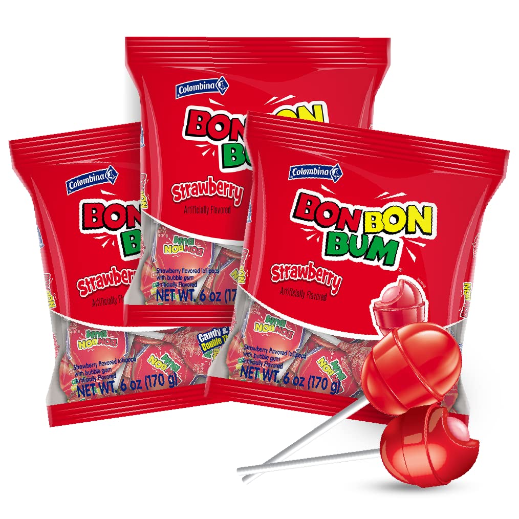 Amazon.com : Colombina Bon Bon Bum Classic Lollipops w/Bubble Gum ...