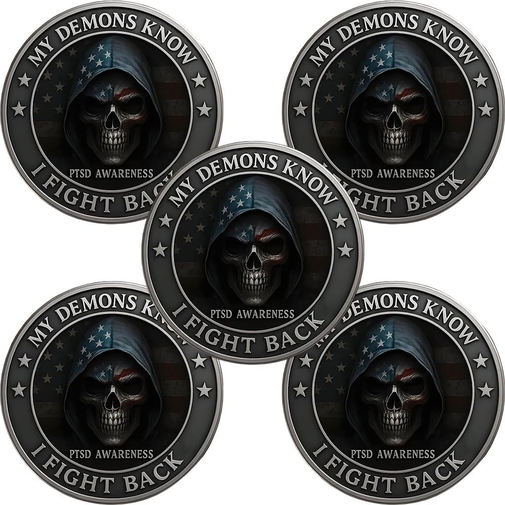 Amazon.com: PTSD Awareness Veterans Challenge Coin, My Demons Know I ...