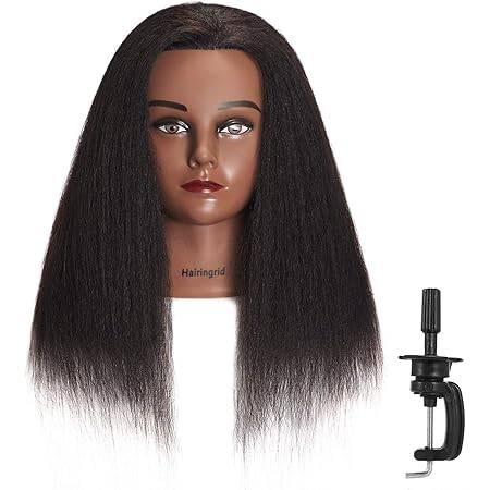 Amazon.com: Traininghead 100% Real Hair Mannequin Head Training Head ...