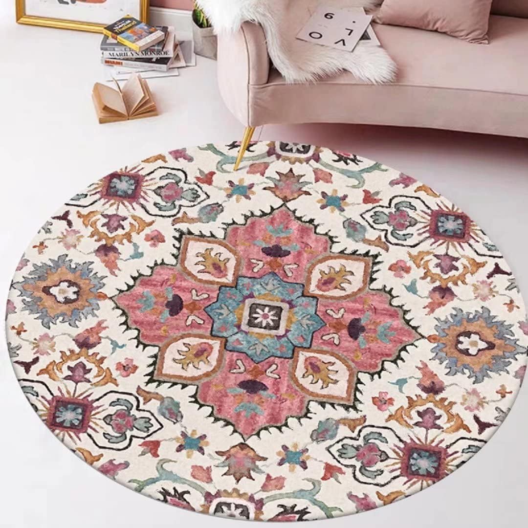 Amazon.com: Round Boho Bedroom Small Rug 2ft Washable Chic Area Rugs ...