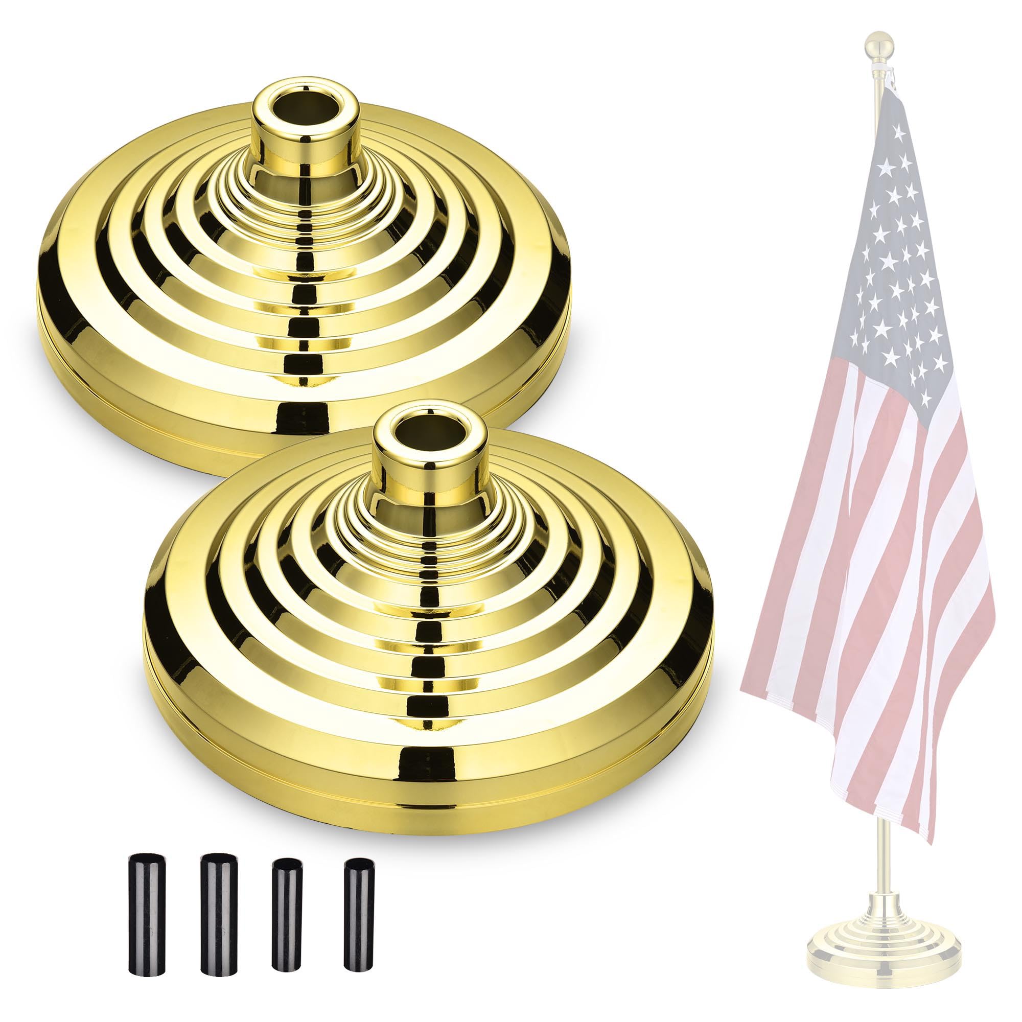 Snapklik.com : 2 Pack 12 Base Stand For Indoor Flagpole Gold Interior ...